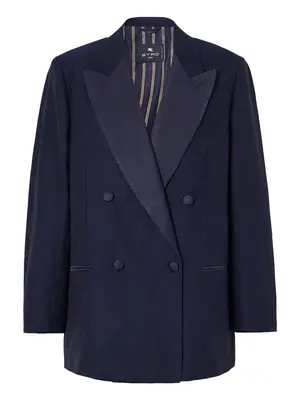 Etro Double-breasted Jacquard Blazer - Blue