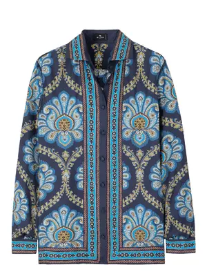 Etro Printed Silk-twill Shirt - Blue