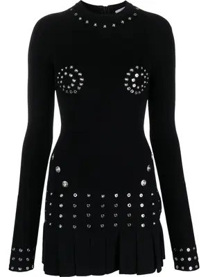 Off-White Eyelet-embellished Minidress - Black