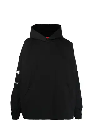 032C Multiple-patch Cotton Hoodie - Black