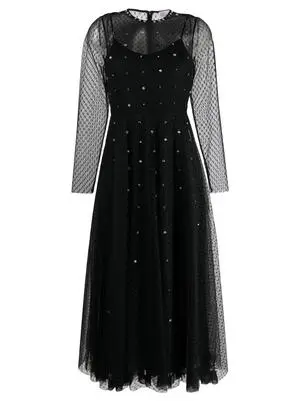 Red Valentino Crystal-embellished Tulle Midi Dress - Black