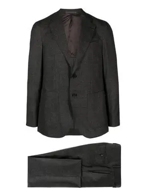 Caruso Single-breasted Wool Suit - Black