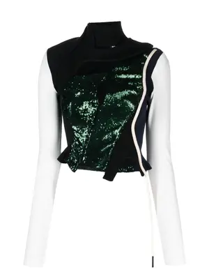 Ottolinger Sequin-embellished Panelled Top - Green