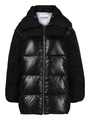 GANNI Hooded Padded Jacket - Black