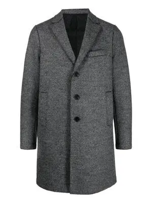 Harris Wharf London Herringbone Single-breasted Coat - Grey