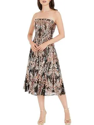 DRESS THE POPULATION Dress The Population Ruby Sequin Strapless Midi Dress