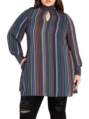 CITY CHIC City Chic Illusion Stripe Tunic Top