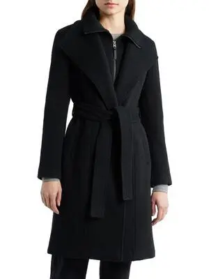Mackage Norita Belted Wool Coat With Bib - Black