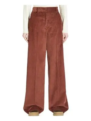 Max Mara Tania Wide Leg Cotton Corduroy Pants - Brick Red