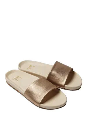 Beek Beek Gallito Leather Slides Gold