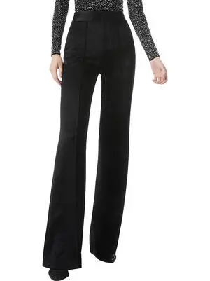 Alice + Olivia Dylan High-waisted Wide-leg Pants - Black Satin Waistband