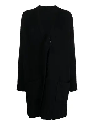 Yohji Yamamoto Asymmetric V-neck Cardigan-coat - Black