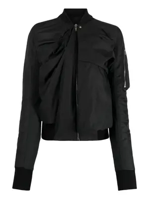 Rick Owens Ripple Draped Bomber Jacket - Black