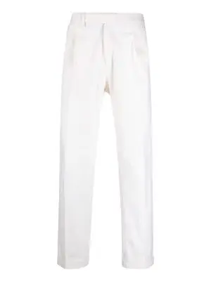 BRIGLIA 1949 Tailored Tapered Cotton Blend Trousers - Neutrals