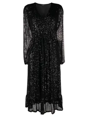 TWINSET Sequin-embellished Midi Dress - Black