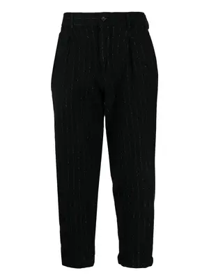 Comme Des Garçons Pinstriped Cropped Trousers - Black