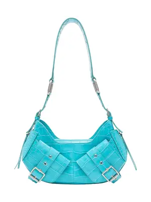 BIASIA BIASIA Crocodile-Embossed Y2K Shoulder Bag Blue