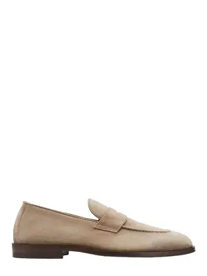 Brunello Cucinelli Suede Penny Loafers - Neutrals