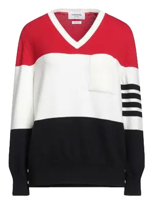 Thom Browne Knitted V-neck Sweater - Red