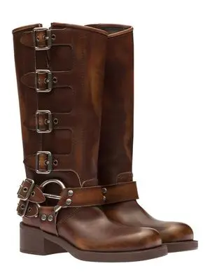 Miu Miu Leather Boots - Sienna
