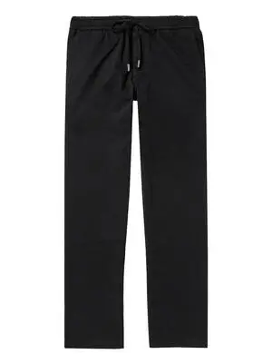 Mr P. Straight-leg Cotton-blend Twill Drawstring Trousers - Black
