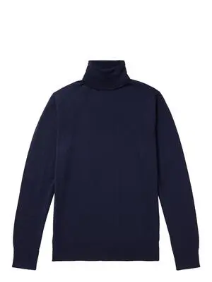 Mr P. Slim-fit Merino Wool Rollneck Sweater - Blue