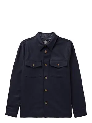 Portuguese Flannel Wool-tweed Overshirt - Blue