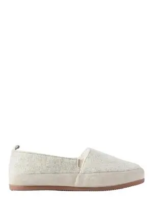 Mulo Suede-trimmed Wool-felt Slippers - Gray