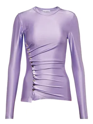 Rabanne Gathered Satin Top - Purple