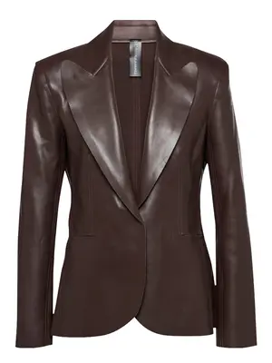 Norma Kamali Faux Leather Blazer - Brown