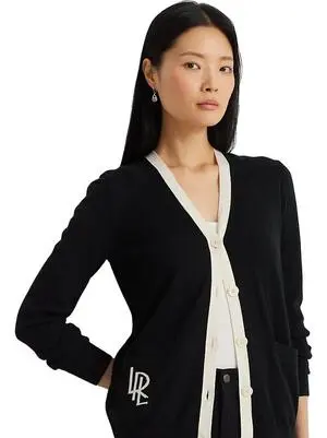 Ralph Lauren Cotton-Blend Cardigan Black/mascarpone Cream