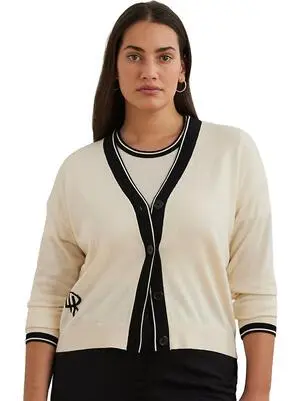Ralph Lauren Cotton-Blend Cardigan Mascarpone Cream/black