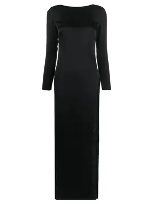 MAISON CLOSE Satin V-back Maxi Dress - Black