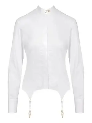 MAISON CLOSE Braces-detail Poplin Shirt - White