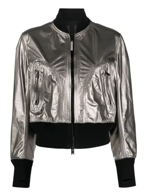 ISAAC SELLAM EXPERIENCE Metallic Leather Bomber Jacket - Silver