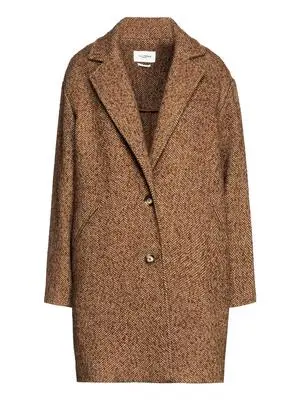 MARANT ETOILE Dante Herringbone Wool-blend Bouclé-tweed Coat - Light Brown