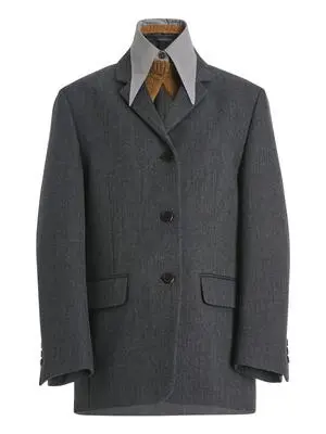 Prada Collared Gabardine Jacket - Grey