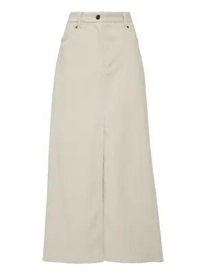 Brunello Cucinelli Cotton Corduroy Maxi Skirt - Neutrals