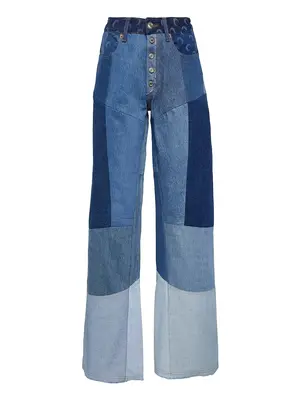 MARINE SERRE Regenerated Wide-leg Jeans - Blue