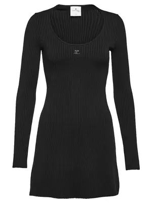 COURREGES Courrèges Ribbed-knit Jersey Minidress - Black