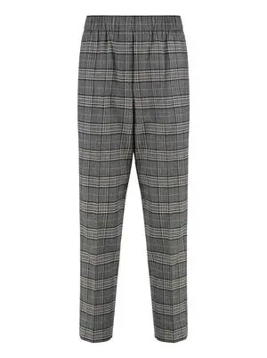 Peserico Check Patterned Wool Trousers Grey
