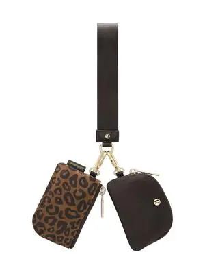 Lululemon Dual Pouch Wristlet Leopardo Shift Midi Desert Khaki/night Brown/gold