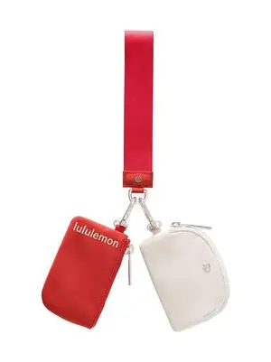 Lululemon Dual Pouch Wristlet Oxford Red/light Ivory/silver