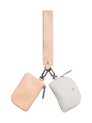 Lululemon Dual Pouch Wristlet Peach Bellini/white Opal