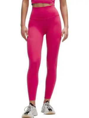 Lululemon Wunder Train High-rise Tight With Pockets 25" Raspberry Coulis