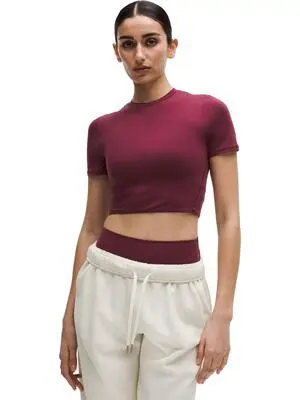 Lululemon Wundermost Ultra-soft Nulu Crewneck Cropped T-shirt - Burgundy Bay
