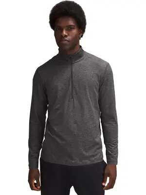 Lululemon Soft Jersey Half Zip Heathered Black/heathered Graphite Grey