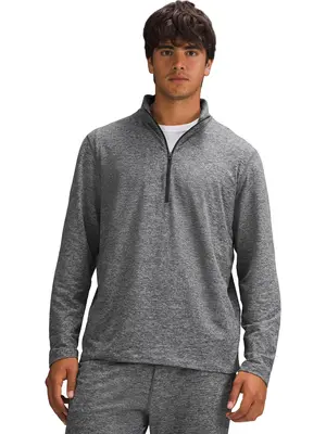 Lululemon Soft Jersey Half Zip Heathered Black/heathered Silver Drop