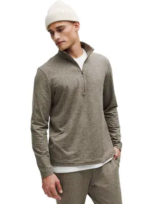 Lululemon Soft Jersey Half Zip Heathered Rover/heathered Thunder Brown