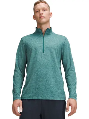 Lululemon Soft Jersey Half Zip Heathered Storm Teal/heathered Glacier Lake